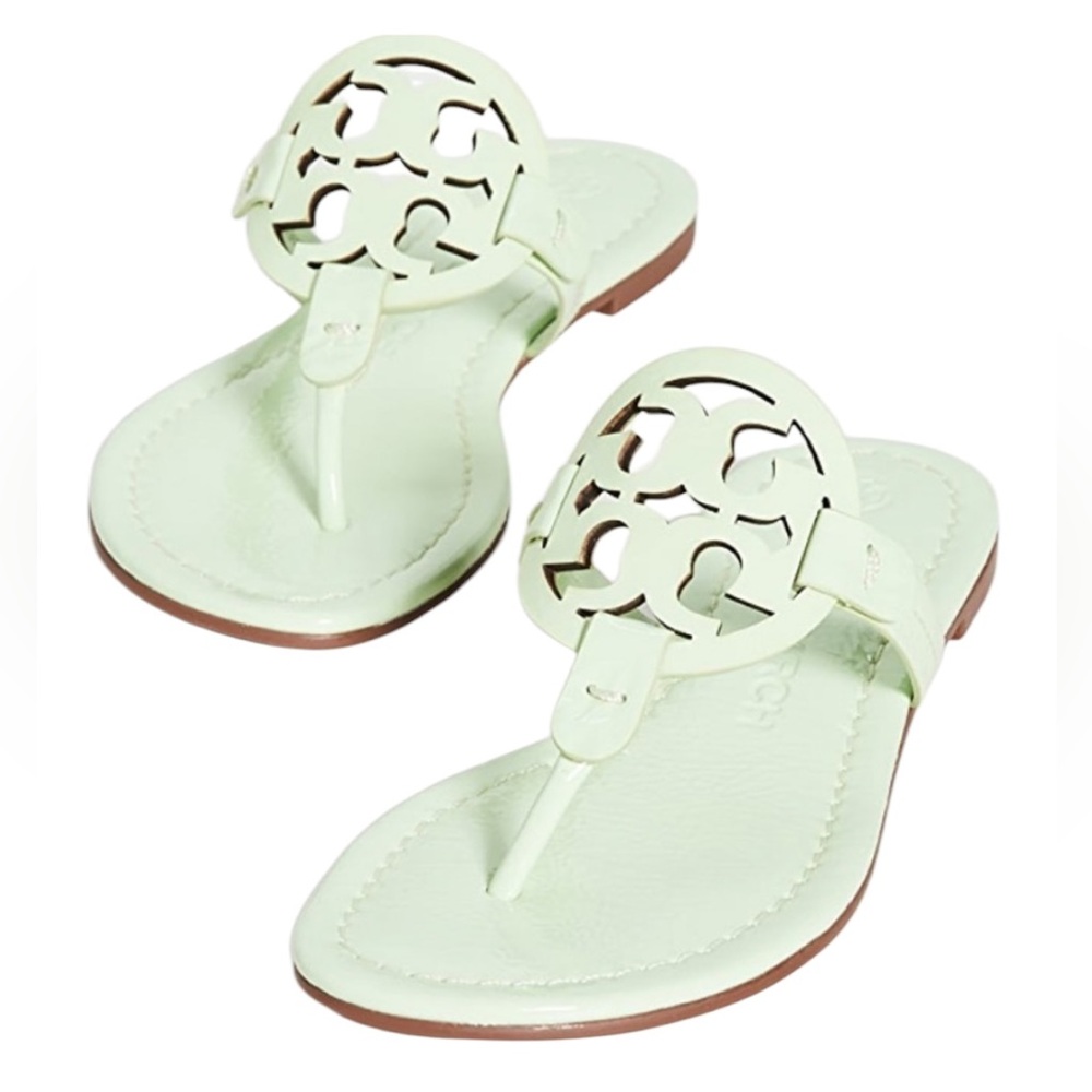 Rare Tory Burch Miller Logo Mint Green Patent Leather… - Gem